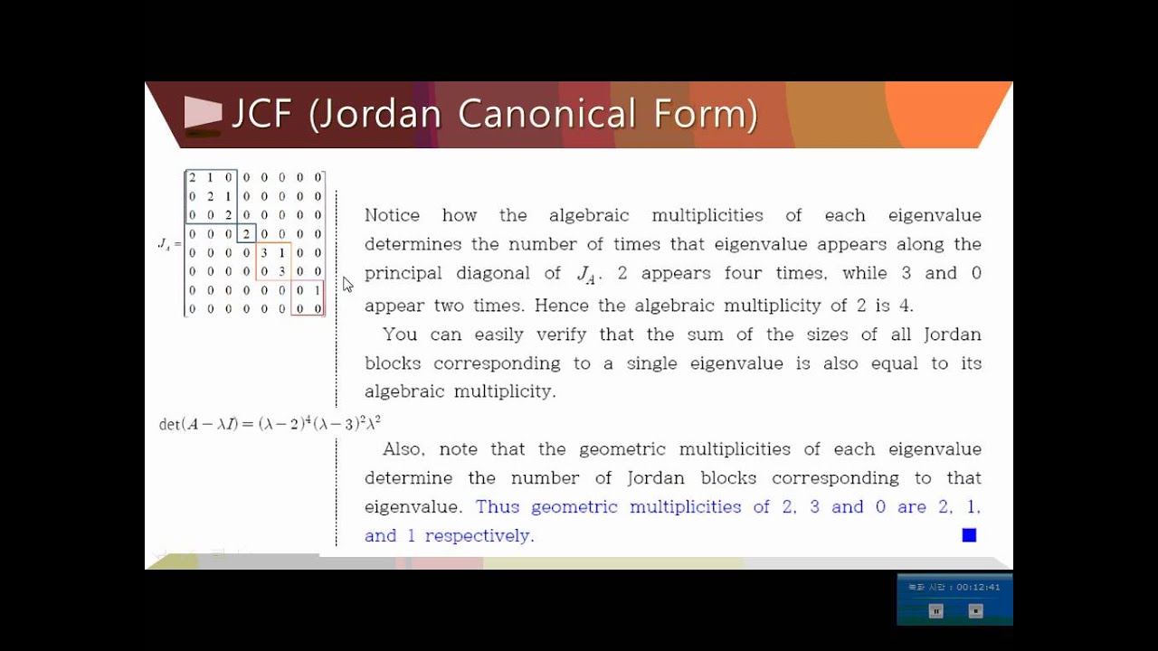 Jordan Canonical Form Dot Diagram