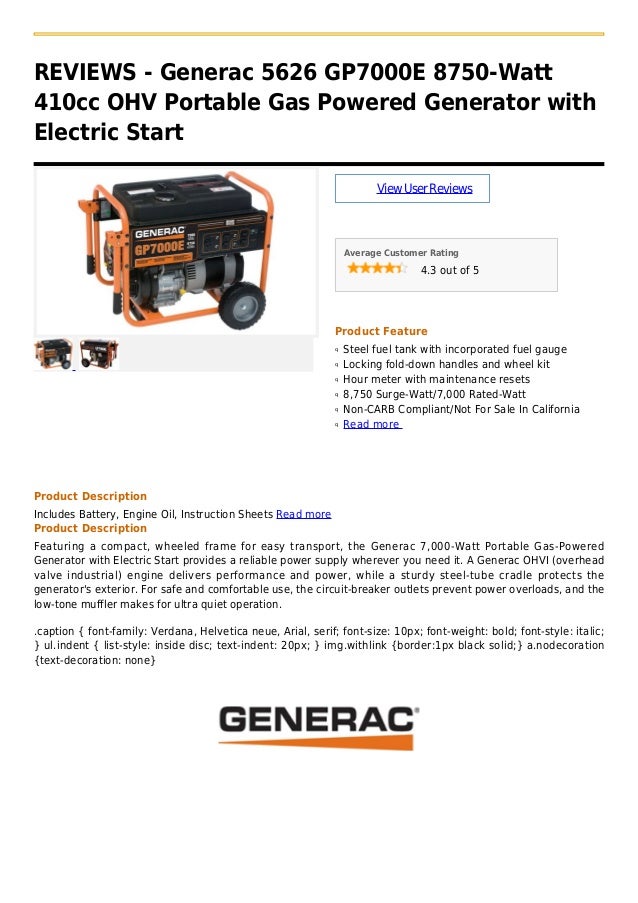 Need Wiring Diagram For Generac Gp7000e Portable Generator