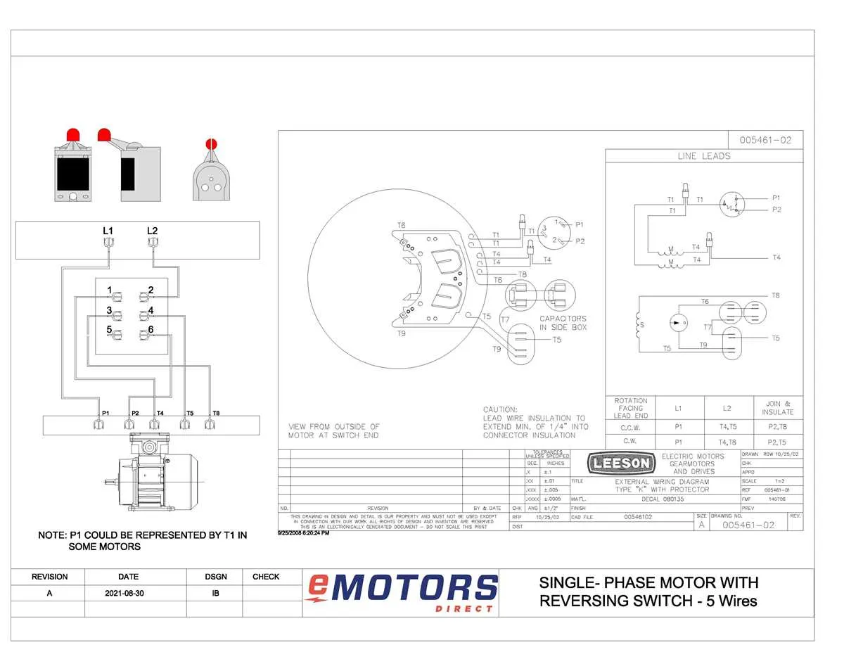 Wiring Diagram for Six Lead Motor Connections