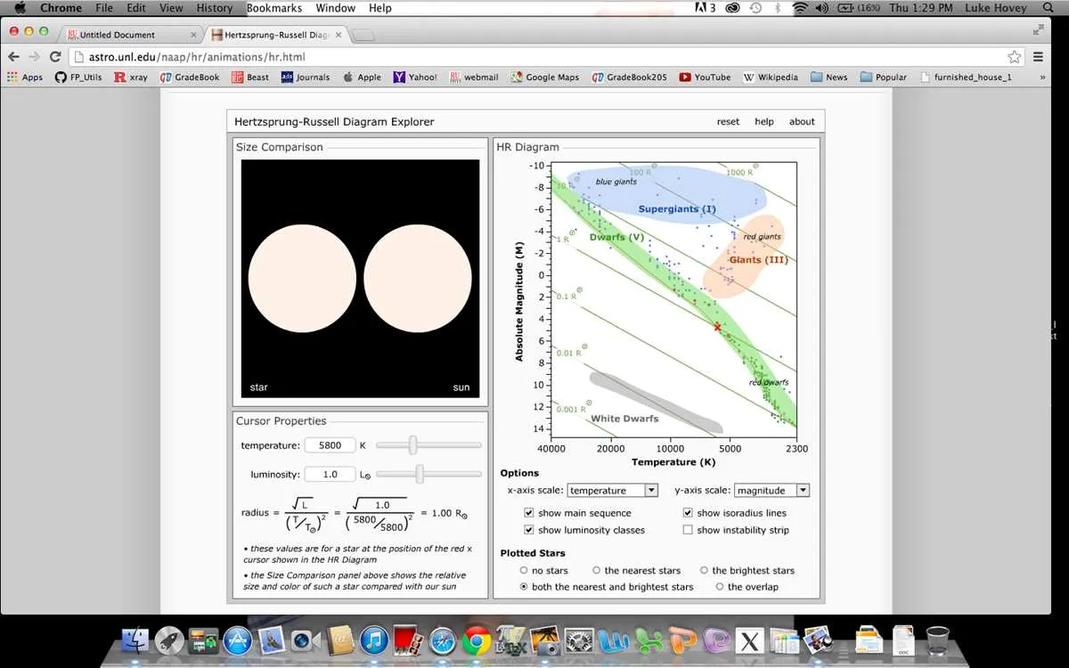 HR Diagram and Lines of Constant Stellar Radius