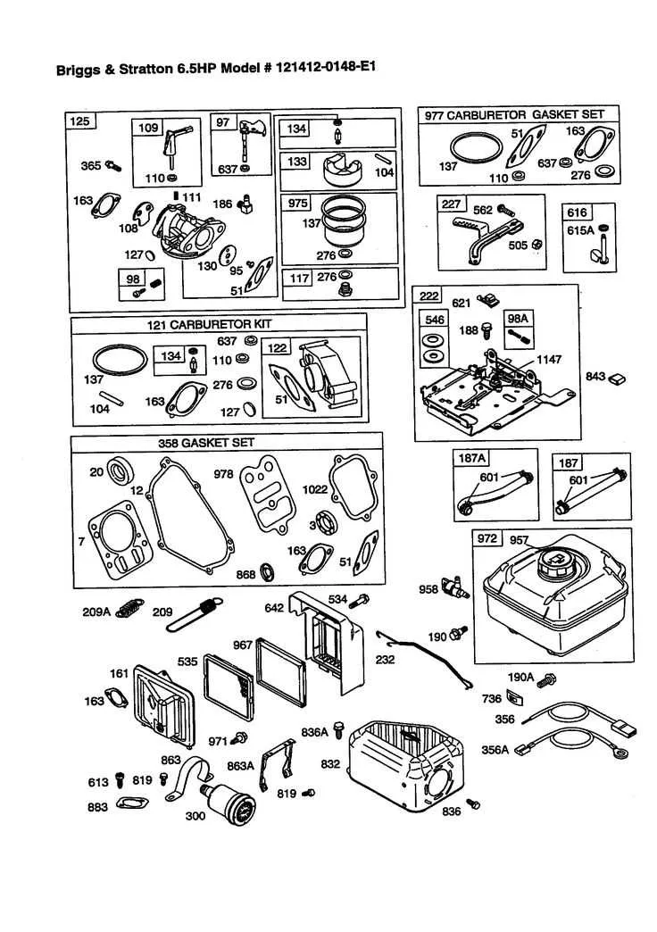 Lawn Mower 19.5 hp Briggs and Stratton Engine Parts Diagram
