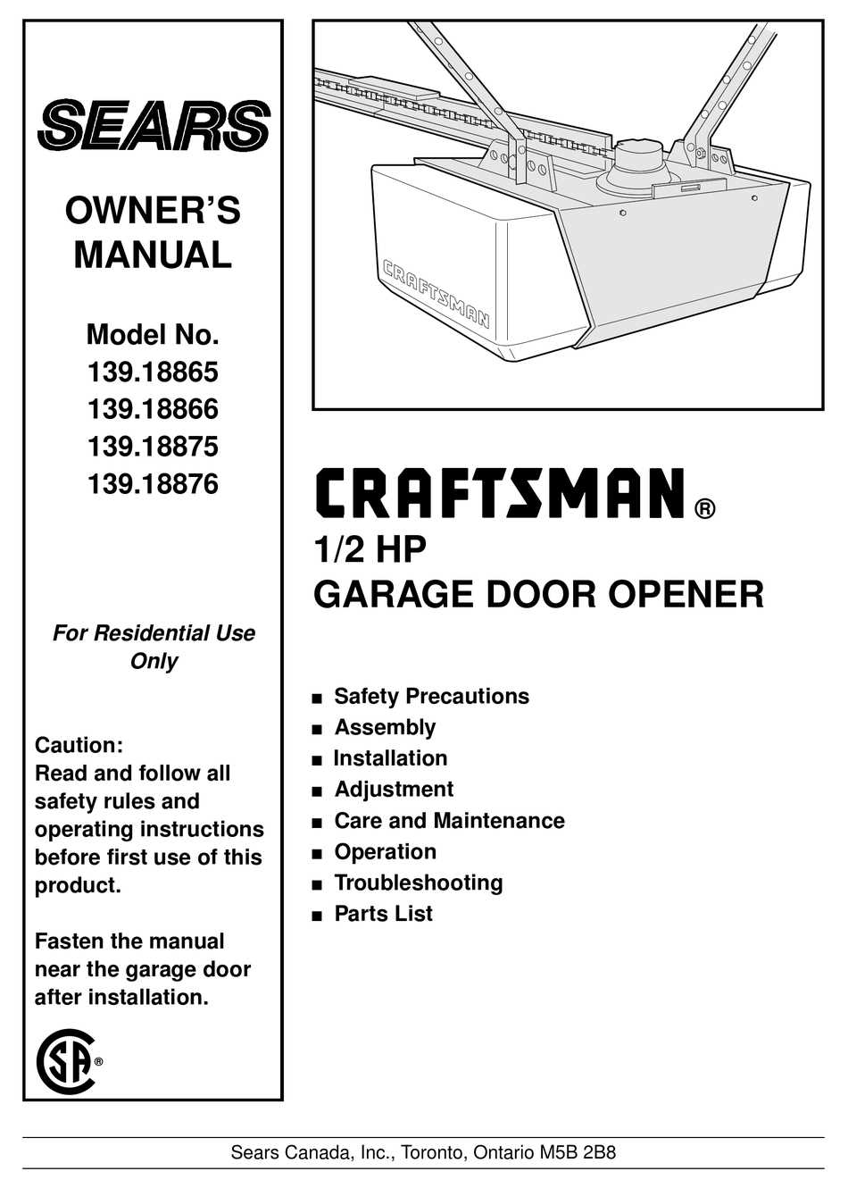 How to Identify Craftsman Garage Door Opener Parts with Diagram